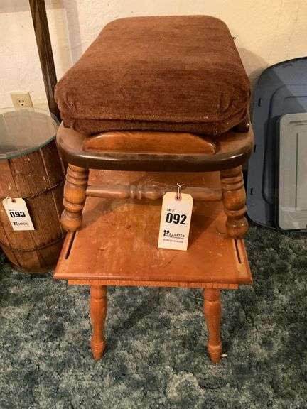 Foot Stool and End Table, Worn - Kraupie's Real Estate & Auctioneers
