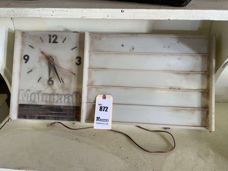 Motorcraft Ford Lighted Clock - Kraupie's Real Estate & Auctioneers