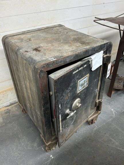 Old Cast Iron Safe, 26" wide x 36" tall, heavy old, safe with ...