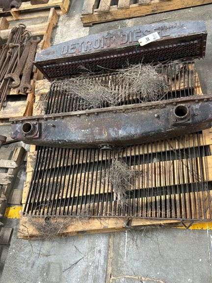 Two Detroit Diesel Radiator Tops, 44" long and metal grill insert ...