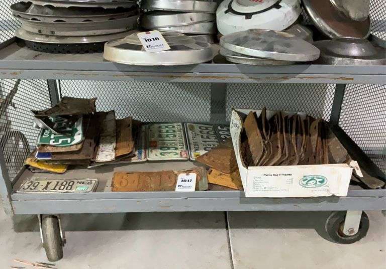 Bottom shelf, lot with vintage license plates - Kraupie's Real Estate ...