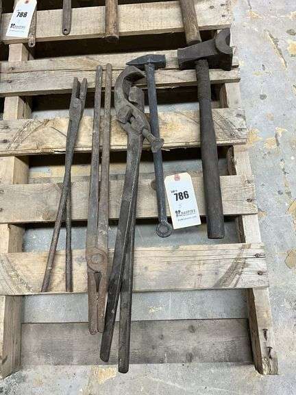 3 Forge Tools, Shaping Hammer, Pipe Wrench and Blacksmith Hammer ...