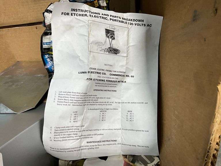 Luma Electric Company Portable Etcher for etching Ferrous Metals ...