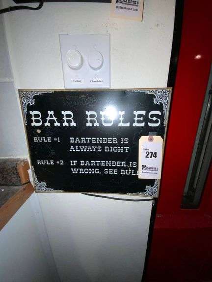 Bar Rules, Older Tin Sign - Kraupie's Real Estate & Auctioneers