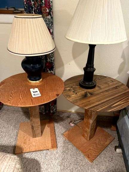 2 Homemade Side Tables and 2 Lamps - Kraupie's Real Estate & Auctioneers