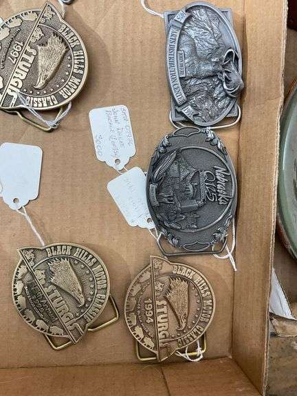 Box of Assorted Belt Buckles - Kraupie's Real Estate & Auctioneers