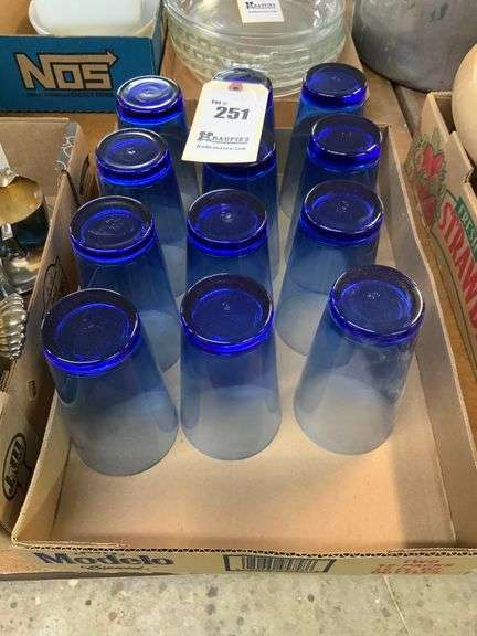 12 Blue Drinking Glasses - Kraupie's Real Estate & Auctioneers