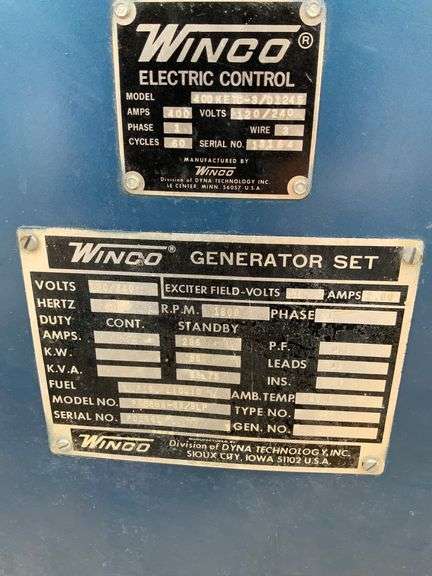 Winco Generator with White Engine - Kraupie's Real Estate & Auctioneers