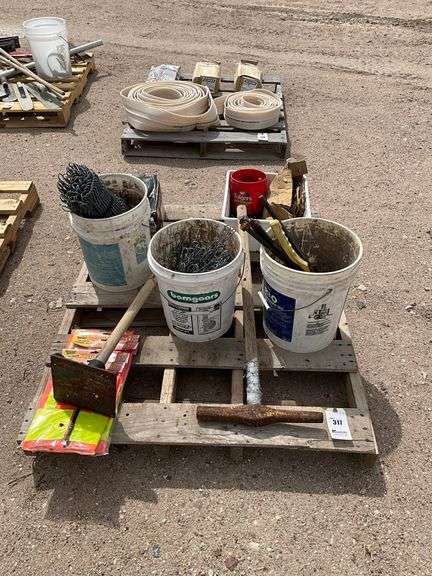 Concrete Form Ties, 2 Boxes of Forming Nails, Misc. Tools, Ground ...