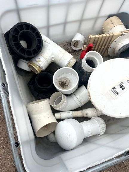 Tote of Assorted PVC Fittings, 2- 4" Bulk Heads - Kraupie's Real Estate ...