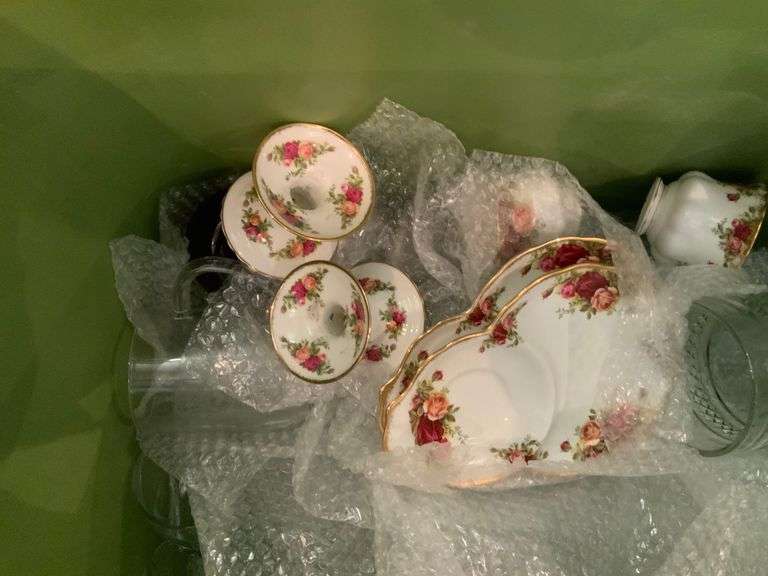 Prince Albert Old Country Roses China Set - Incomplete & Glasses & Beer ...