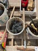 Concrete Form Ties, 2 Boxes of Forming Nails, Misc. Tools, Ground ...