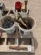 Concrete Form Ties, 2 Boxes of Forming Nails, Misc. Tools, Ground ...