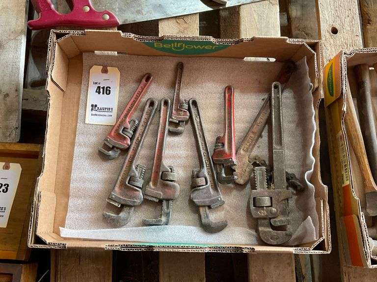 8 Smaller Pipe Wrenches - Kraupie's Real Estate & Auctioneers