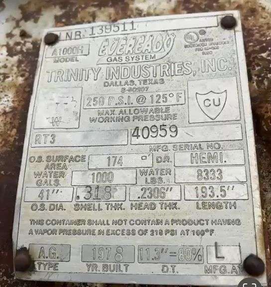 1000 Gallon Propane Tank - Kraupie's Real Estate & Auctioneers