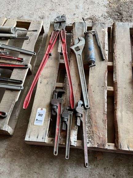 2-18” Rigid Pipe Wrenches, 14” Pipe Wrench, 24” Crescent Wrench ...