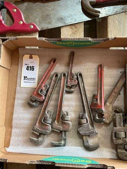 8 Smaller Pipe Wrenches - Kraupie's Real Estate & Auctioneers