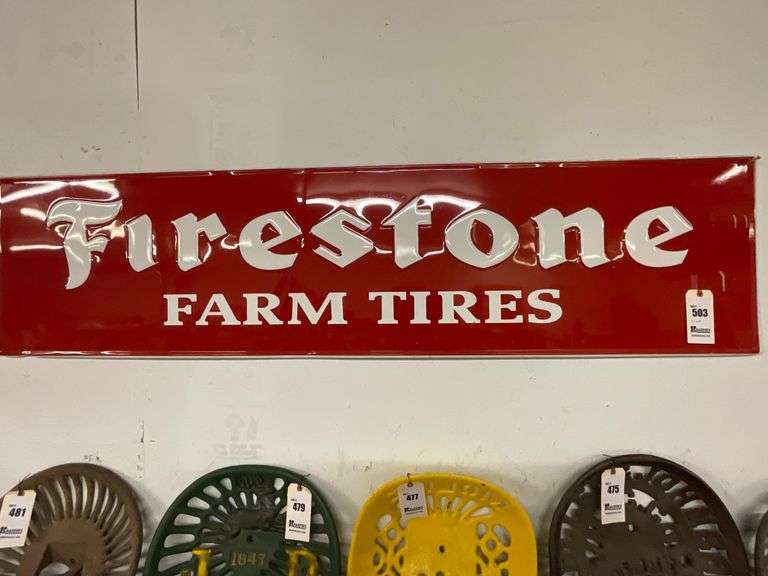 Firestone Farm Tires Sign 72" x 18" - Kraupie's Real Estate & Auctioneers