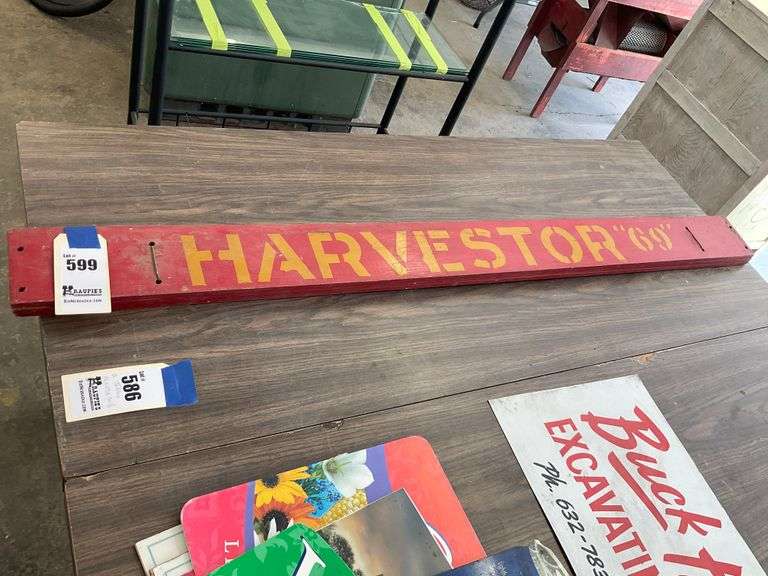 Harvester "69" Wood Sign - 56" x 4.5" - Kraupie's Real Estate & Auctioneers
