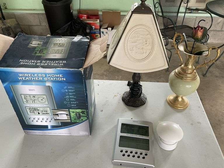 Weather station, lamp, vase - Legacy Auction Company