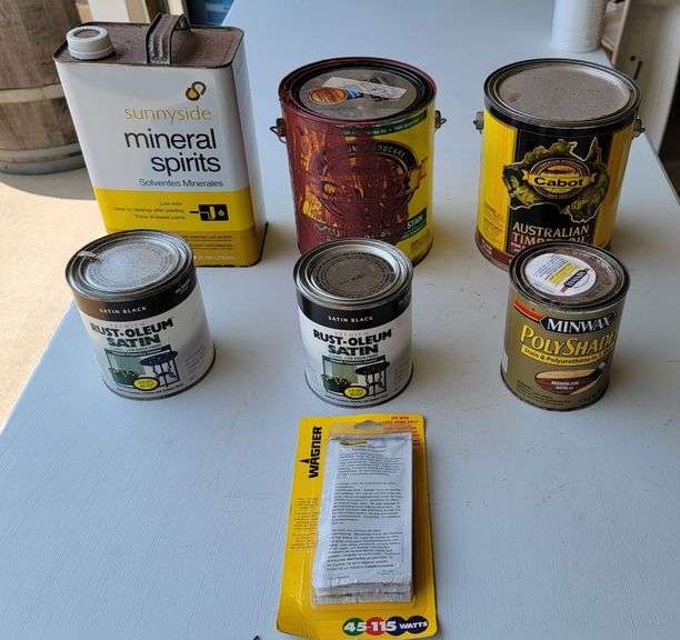 Solvent, Stains, Paints Etc. (Rust-Oleum Cans, - Legacy Auction Company