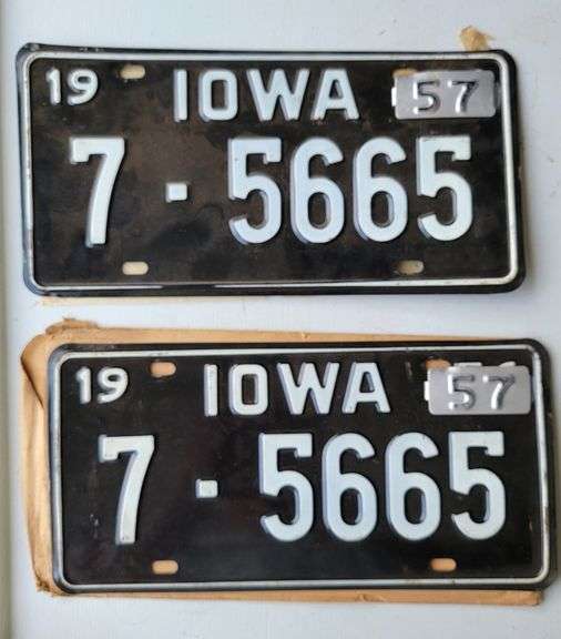 Pair 1957 License Plates - Both Have The Metal - Legacy Auction Company