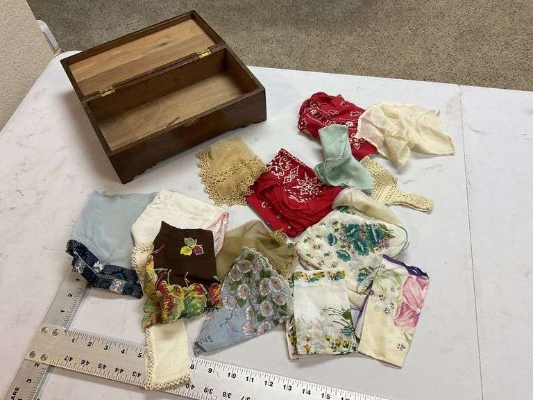 Hanky box and hankies - Legacy Auction Company