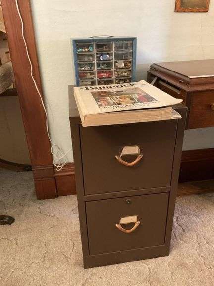 File cabinet with sewing supplies, Butterick - Legacy Auction Company
