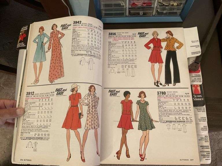 File cabinet with sewing supplies, Butterick - Legacy Auction Company