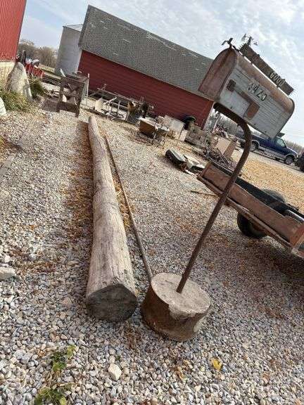 24’ wood pole, pipe, mailbox - Legacy Auction Company