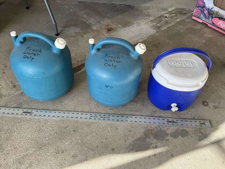 Freshwater containers and cooler - Legacy Auction Company