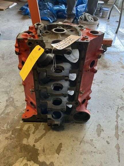 327 small block Chevy block with damaged cylinder - Legacy Auction Company