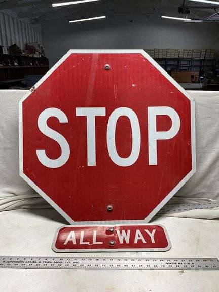 Metal ALL WAY STOP sign - Legacy Auction Company