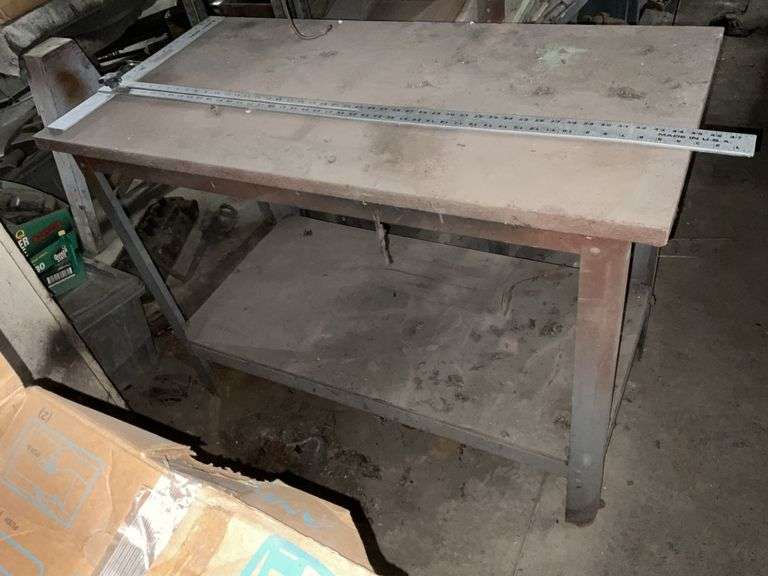 Wooden top shop table - Legacy Auction Company