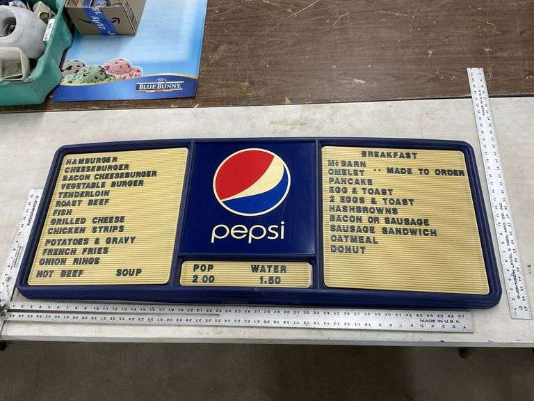 Pepsi plastic menu board - Legacy Auction Company