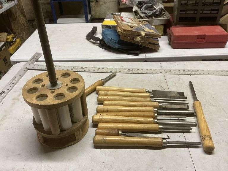 Wood lathe tools with holder - Legacy Auction Company