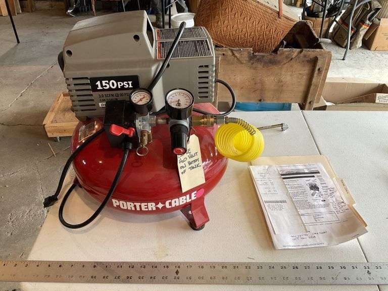 Porter Cable air compressor 150 psi, 2.5 hp - Legacy Auction Company