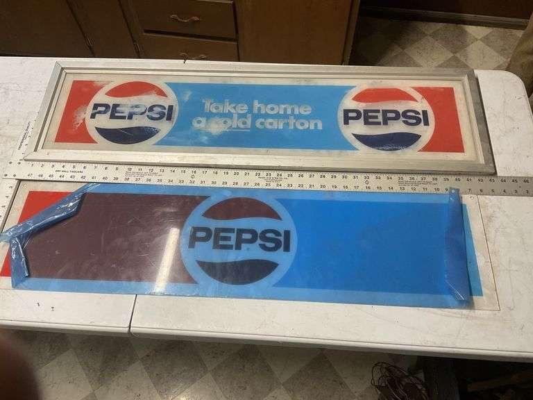 Framed plexiglass Pepsi signs - Legacy Auction Company