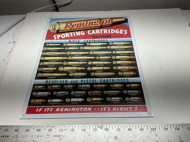Remington cartridge sign, metal - Legacy Auction Company