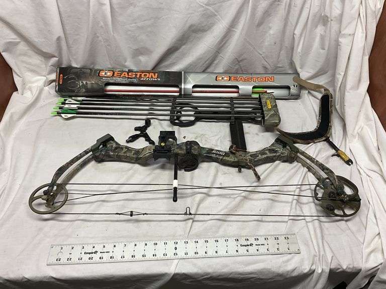 Bear Charge compound bow, arrows, 2 releases, - Legacy Auction Company