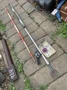 Fishing spear tackle, fly rod, extending poles, - Legacy Auction Company