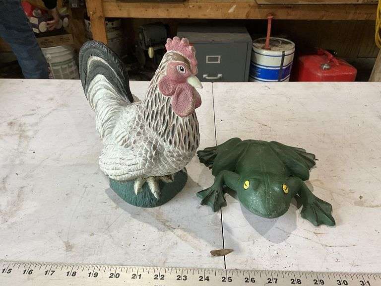Cast iron frog, rooster - Legacy Auction Company