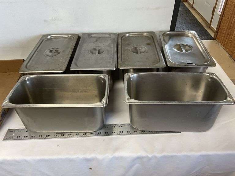 Stainless steel serving pans - Legacy Auction Company