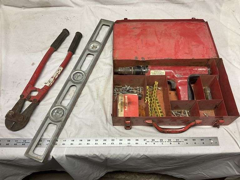 Level, bolt cutters, Hilti driver, etc - Legacy Auction Company