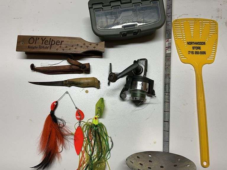 Turkey call, lures, reel, skimmer, etc - Legacy Auction Company