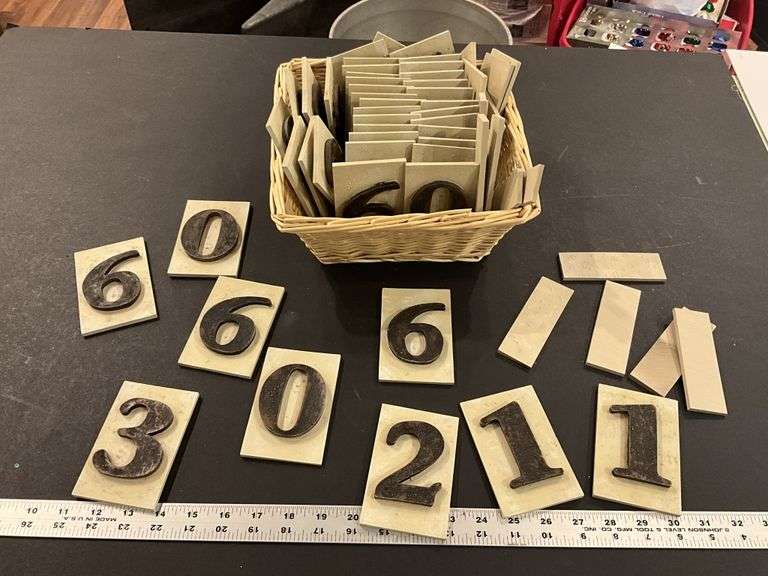 Assorted number tiles, includes spacer tiles - Legacy Auction Company