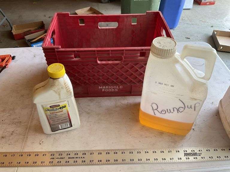 Crate with Roundup and amine chemicals - Legacy Auction Company