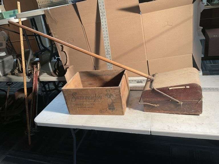 Vintage sweeper vac with original wooden - Legacy Auction Company