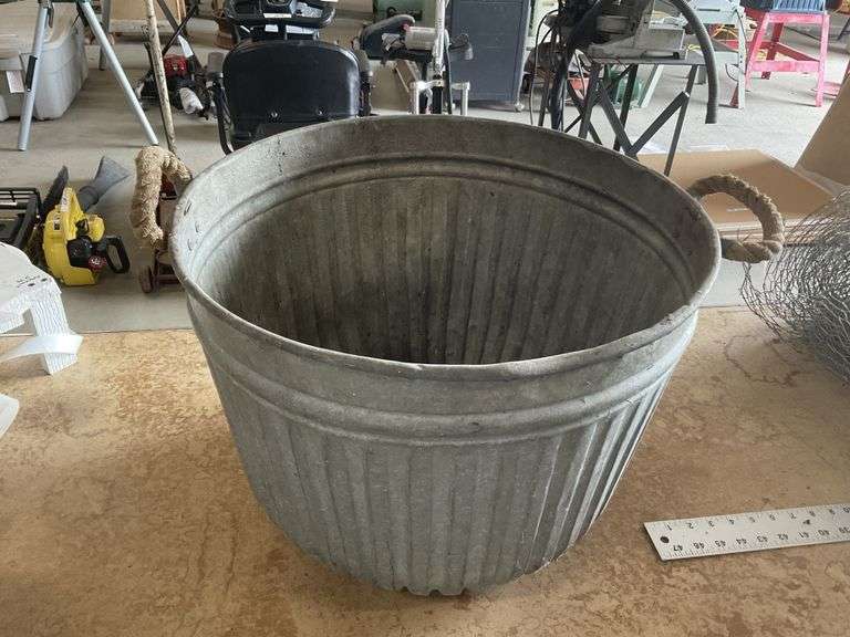 Galvanized bushel basket - Legacy Auction Company