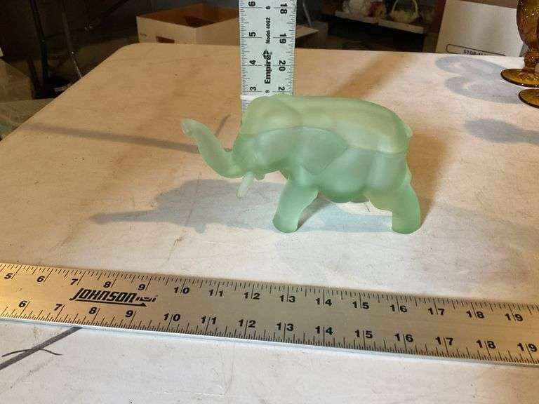 Satin green elephant dish - Legacy Auction Company